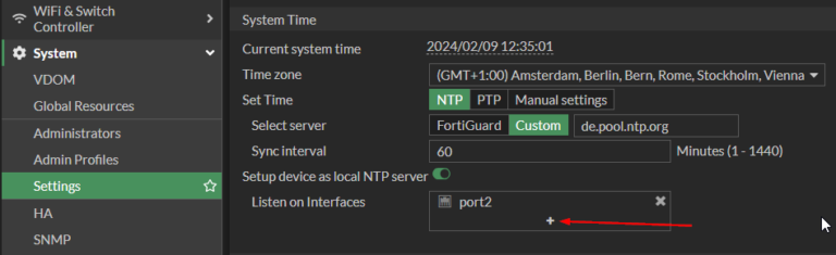 Fortigate custom and local NTP Server – Troublenet