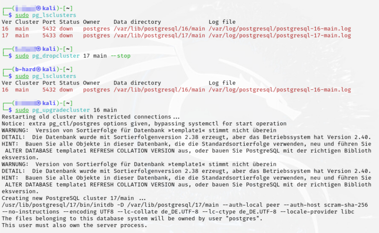 Kali – Update PostgreSQL 16 to 17 – Troublenet